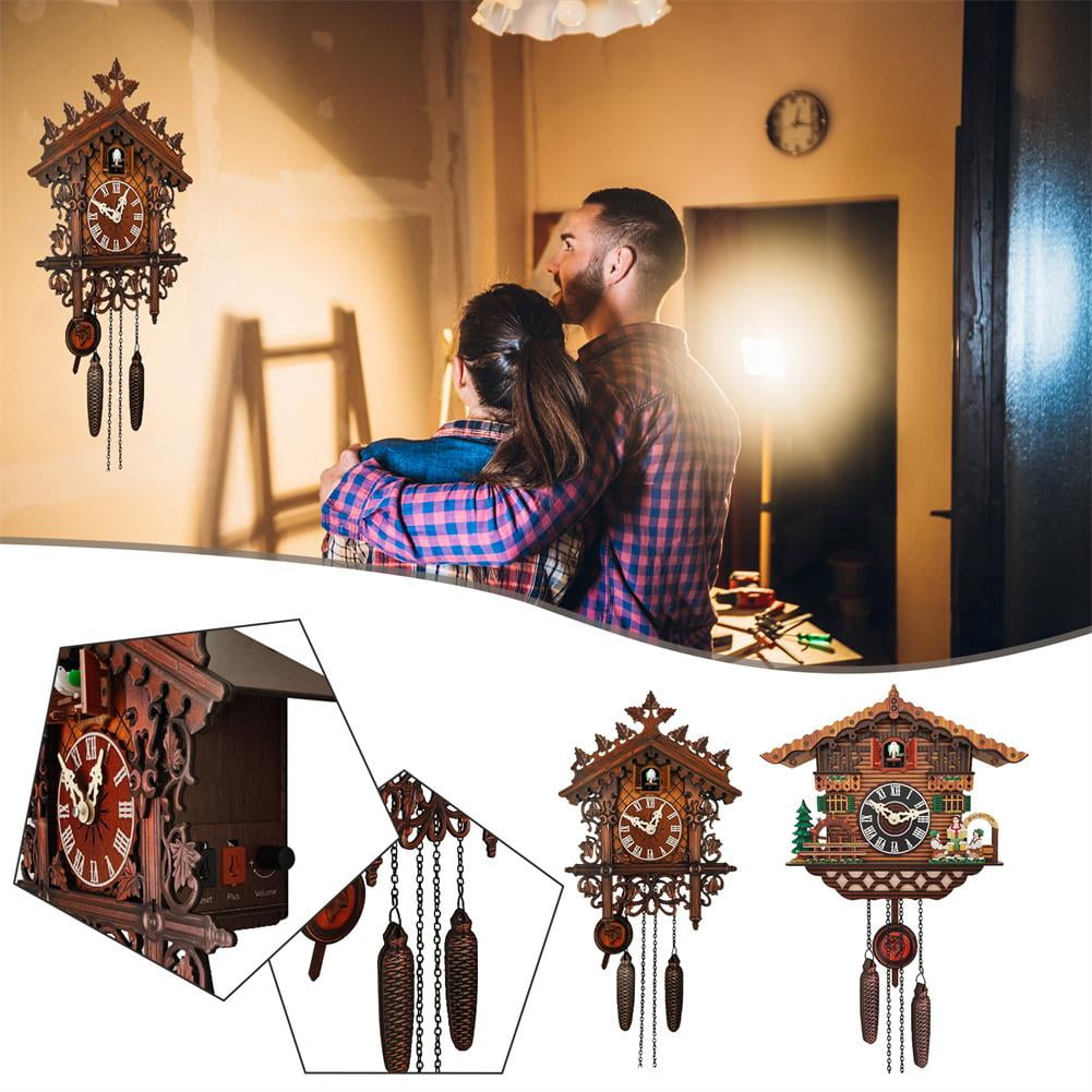 BETTERLIFE Classical Cuckoo Wall Clock Hanging Wooden Bird Clock Home ...