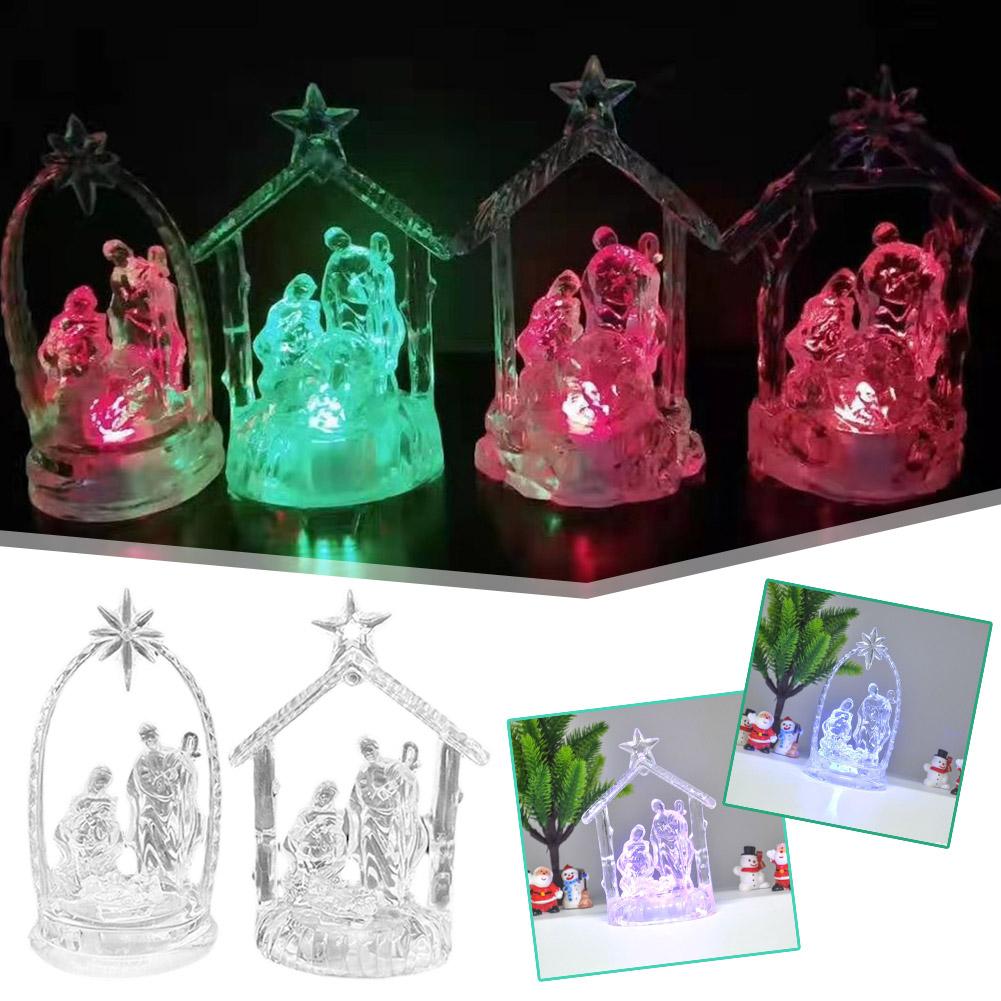 BETTERLIFE Clear Acrylic Christmas Nativity Scene With Colorful ν Light ...