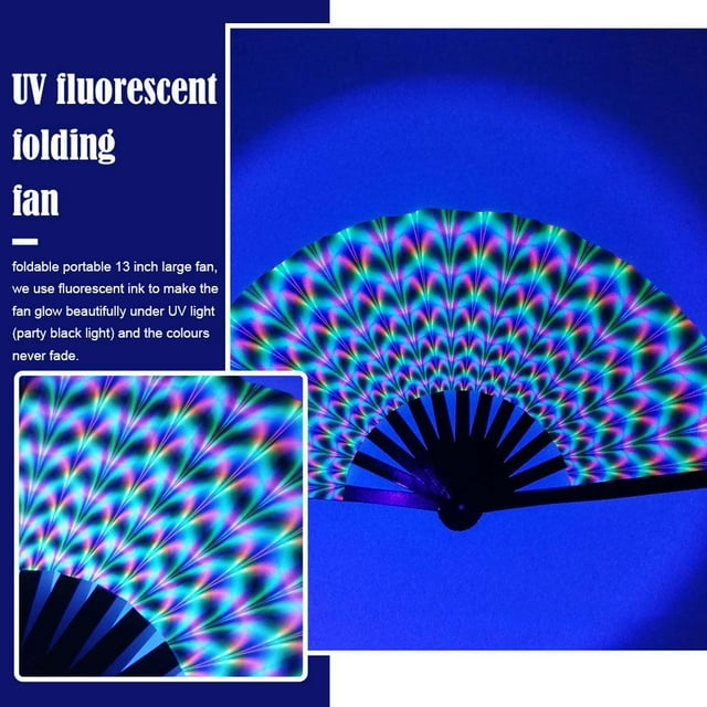 BETTERLIFE Folding Hand Fan With Led Light Portable Fluorescent Dance ...