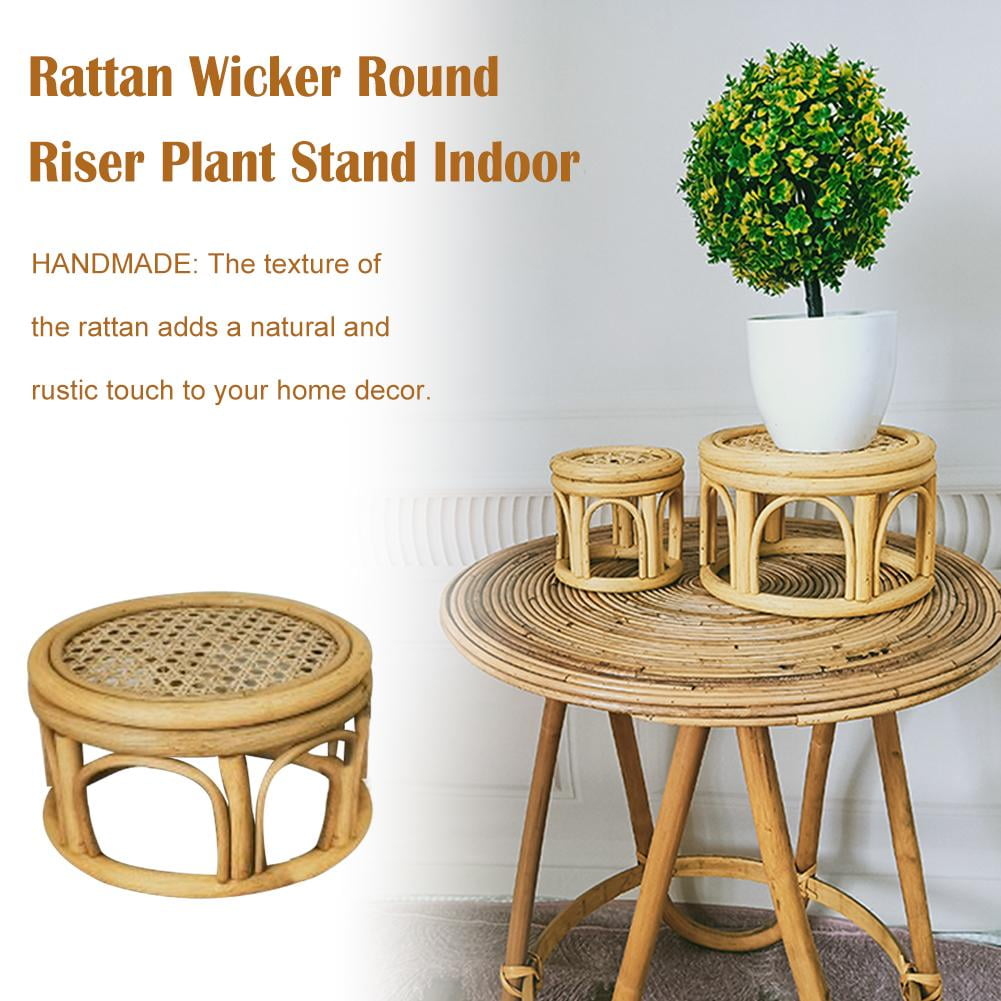 BETTERLIFE Rattan Round Riser Plant Stand Indoor | Rustiღ C5Q2 - Walmart.com