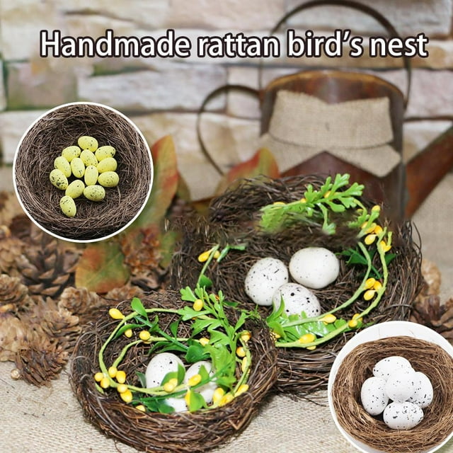 BETTERLIFE Round Rattan Bird Nests Easter Handmade DIY Craft Vine ...