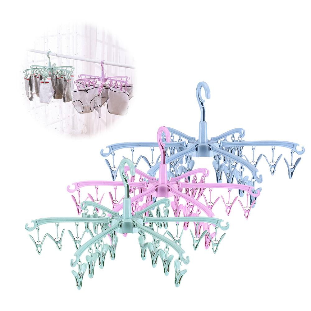 BETTERLIFE Sky blue (A)$Plastic 24-clip foldable sock rack for baby ...