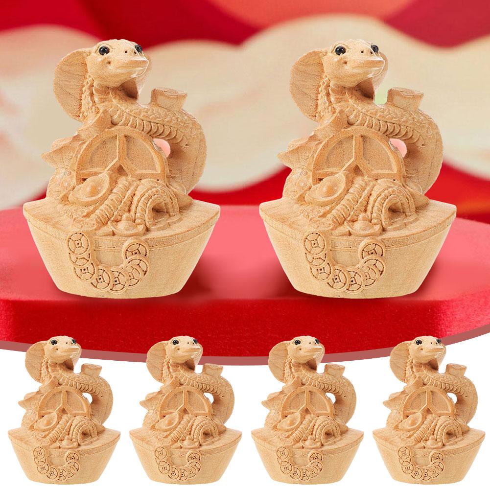 BETTERLIFE Wooden Hand Carved Snake Figurine Snake Statue Household ...
