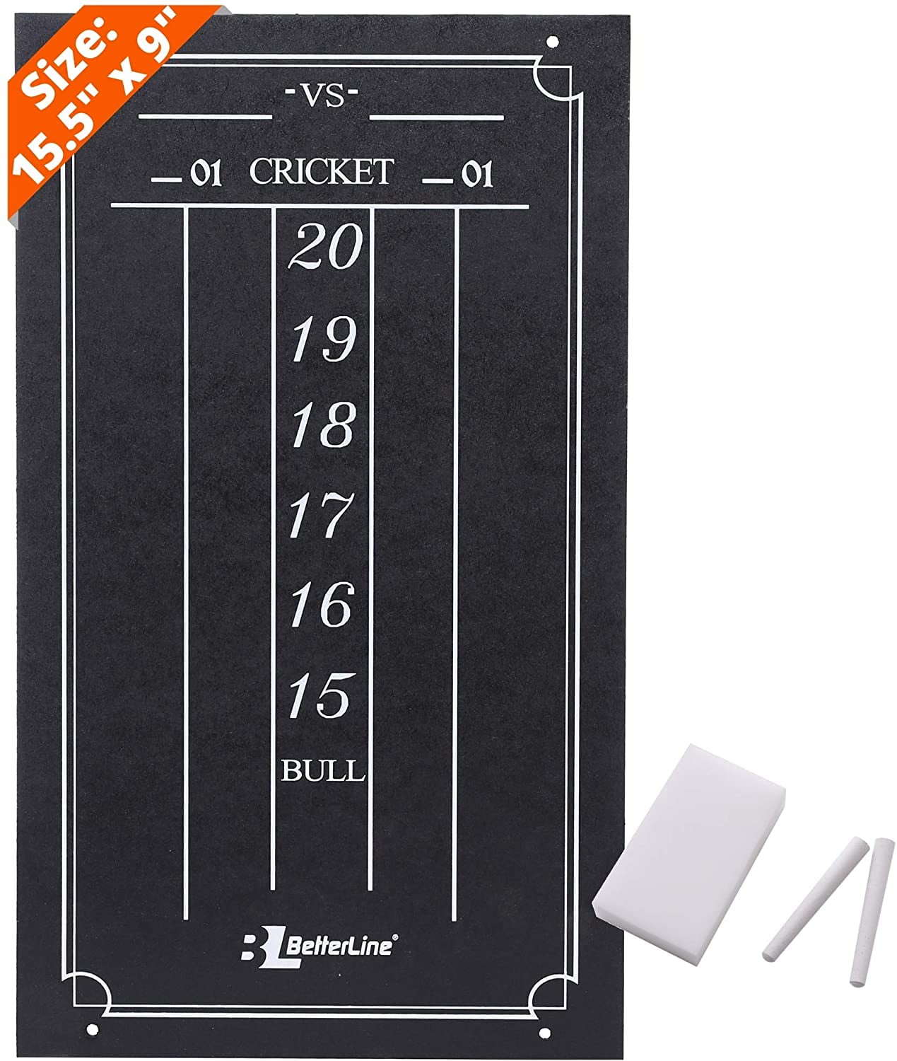 BETTERLINE Professional Scoreboard Chalkboard for Cricket & Darts - 15. ...