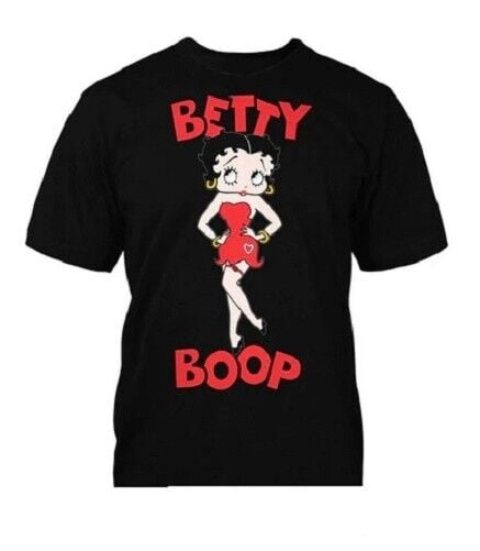 BETTY BOOP VINTAGE FRONT/BACK PRINT Black T shirt 100% cotton sz L ...