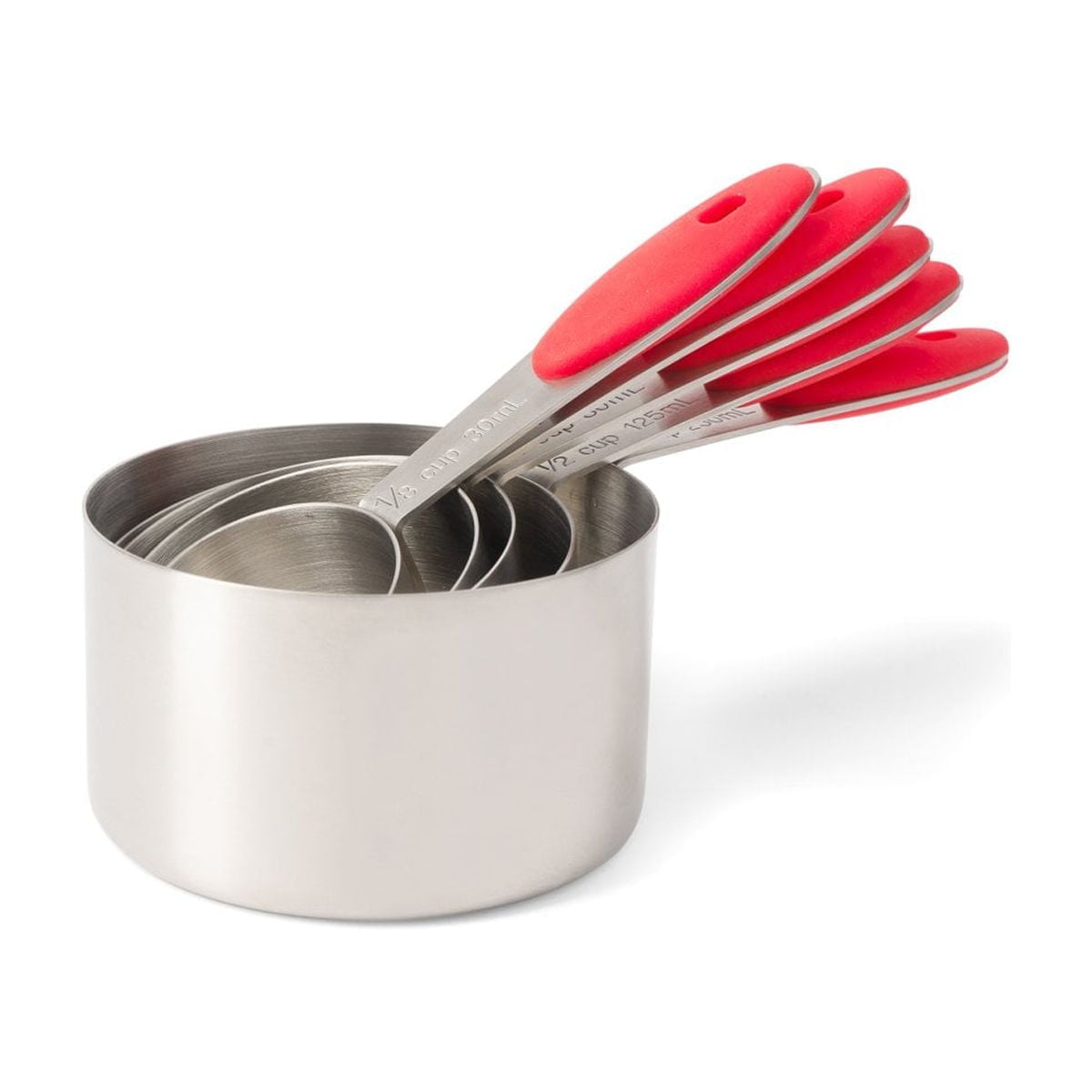 Betty Crocker 5 Piece Stainless Steel Measuring Cups Set 1 cup, ½ cup ...