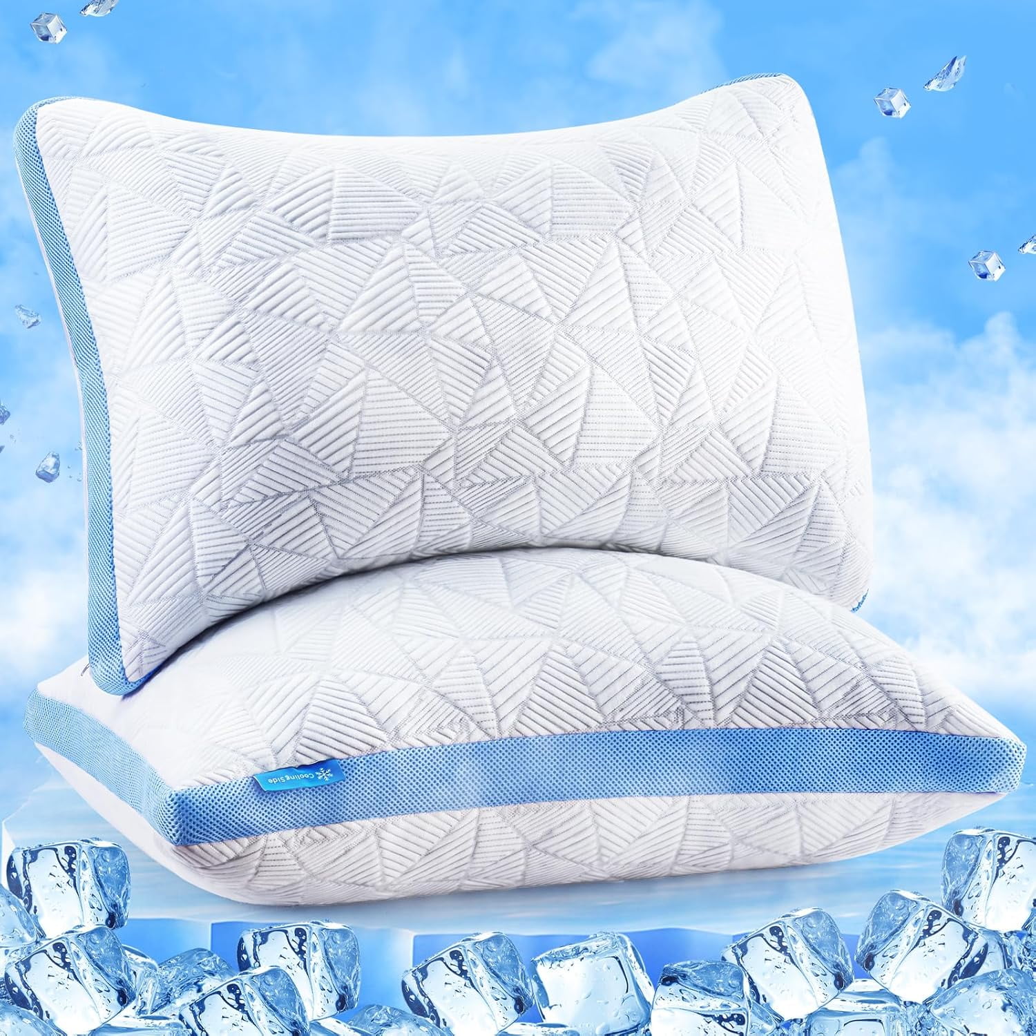 BETU Cooling King Size Pillows Set of 2, Shredded Memory Foam Cool ...