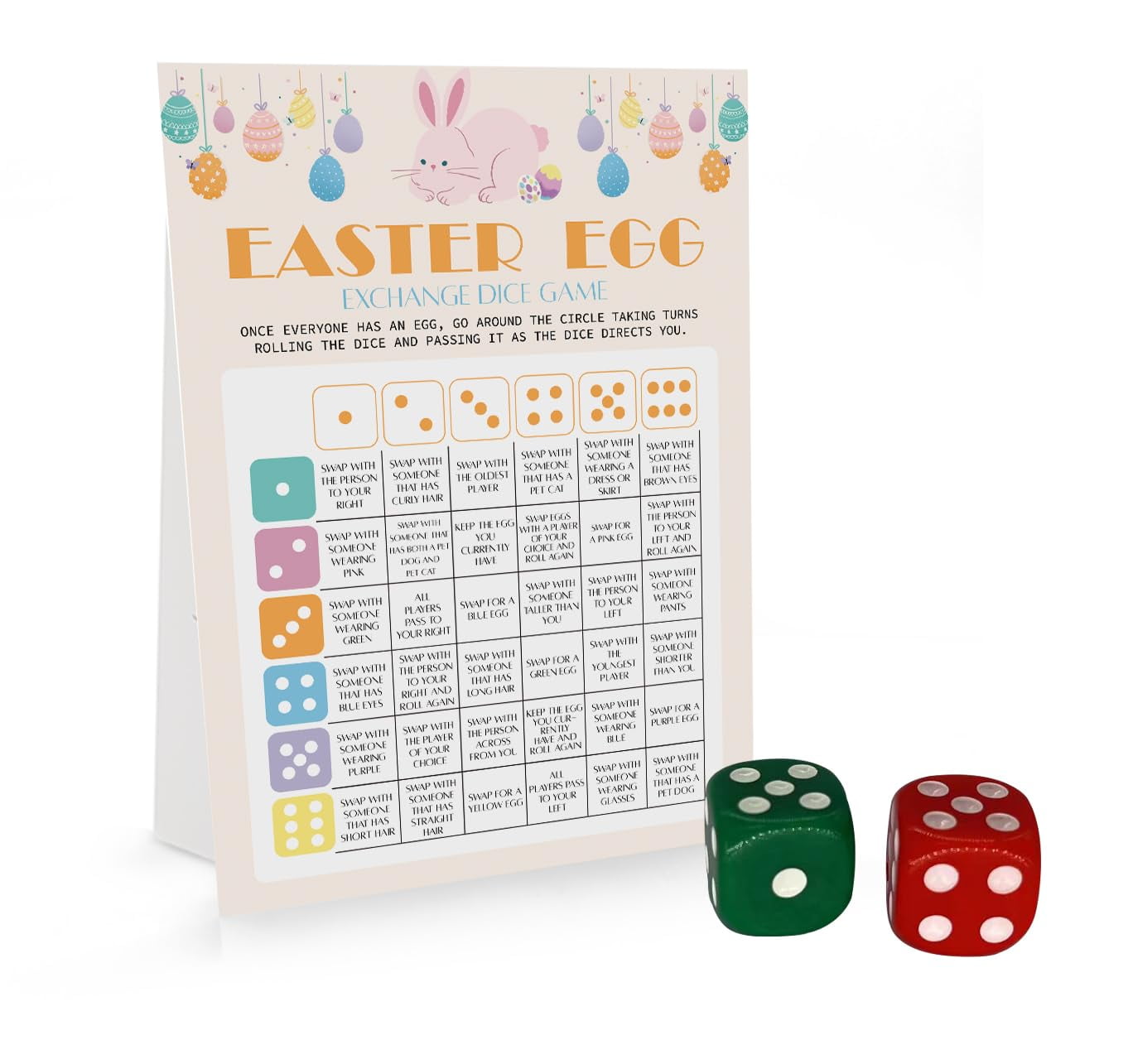 BEUFSE Easter Egg Dice Game, Egg Exchange Game with Two Dices for ...