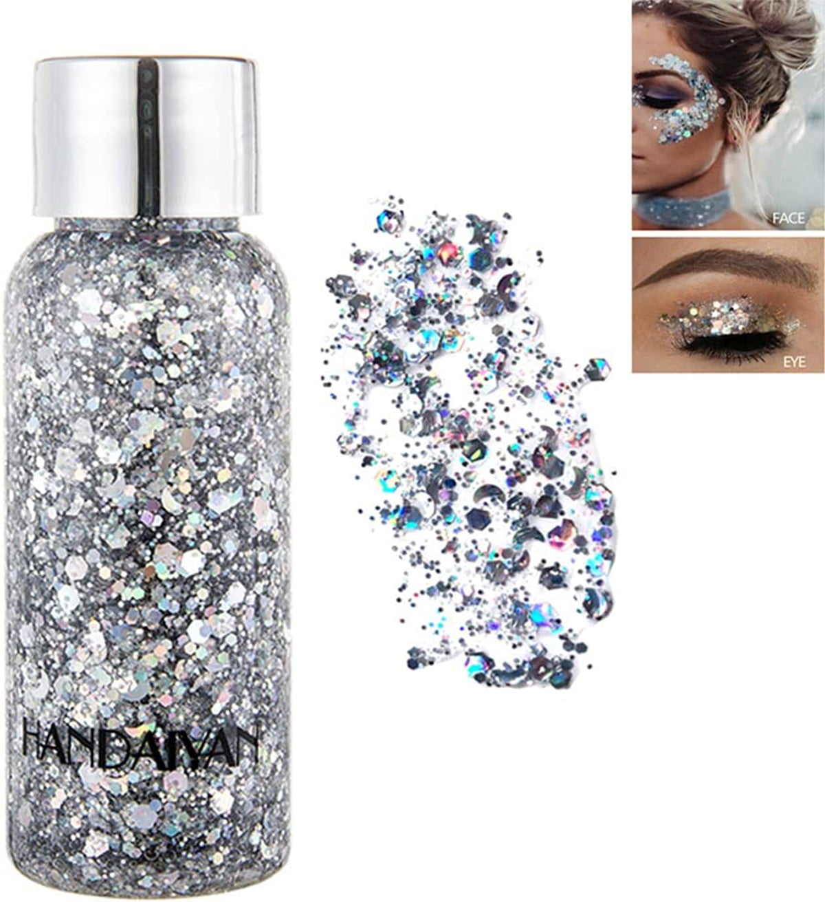 BEUKING Body Glitter Gel, Mermaid Sequins, Long Lasting Sparkle Cream ...