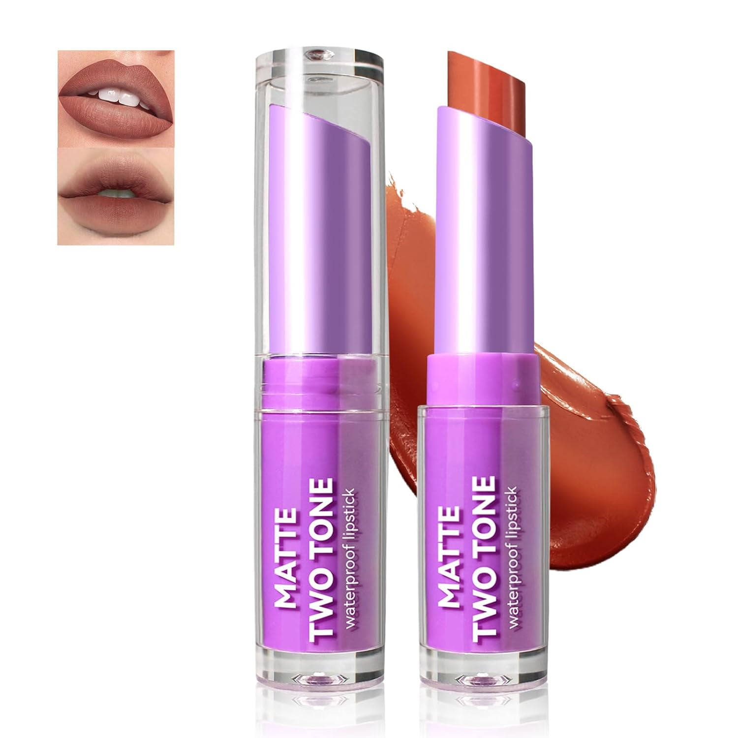 BEUKING Glitter Lipstick 2 In 1 Two Tone Lipsticks, 18H Waterproof Long ...