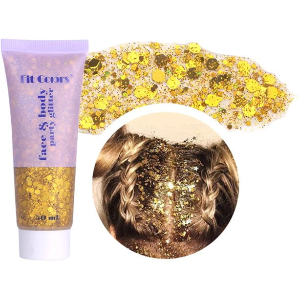 BEUKING Mermaid Sequins Face Body Glitter Gel, Holographic Chunky ...
