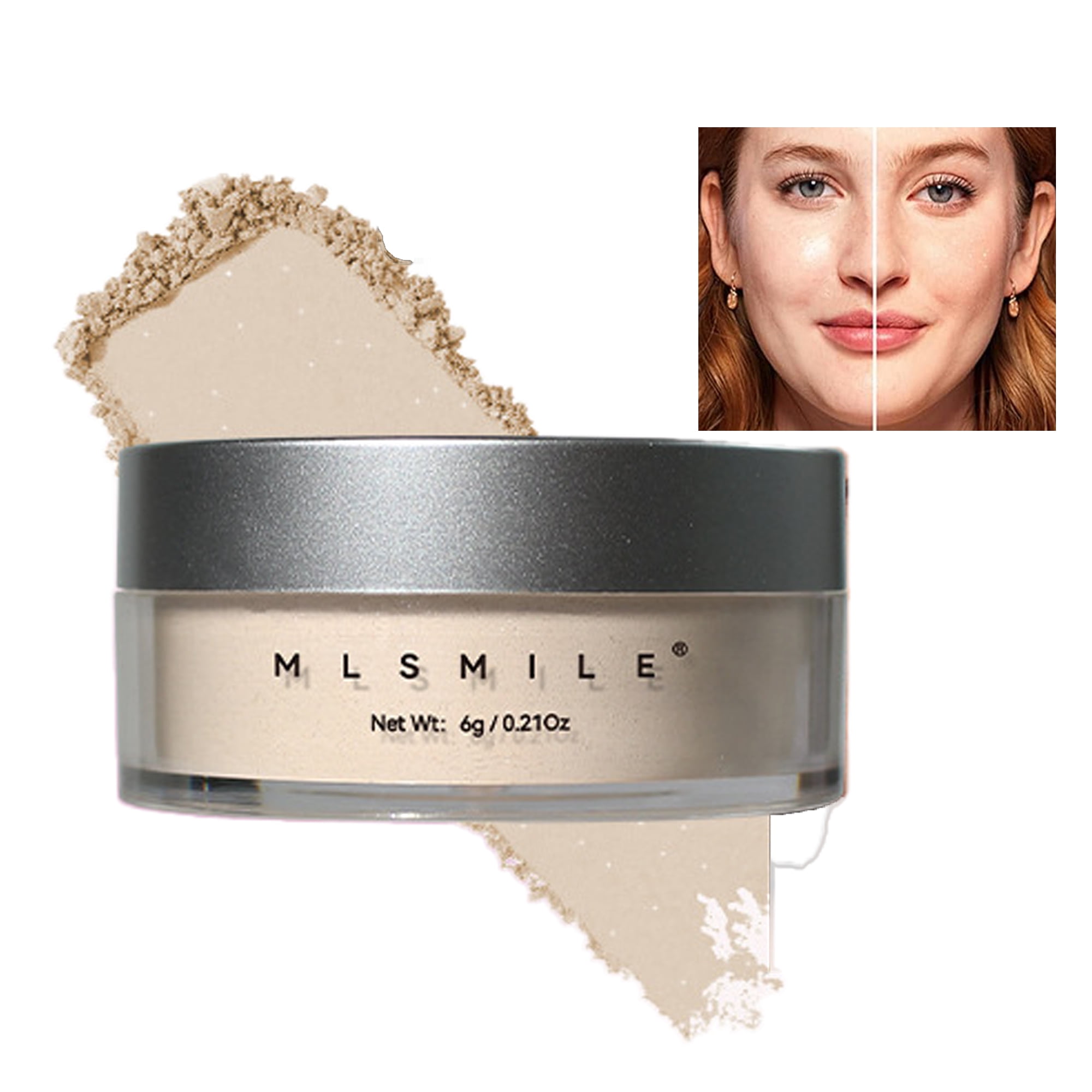 BEUKING White Loose Setting Powder, Shimmer Finishing Powder Oil ...