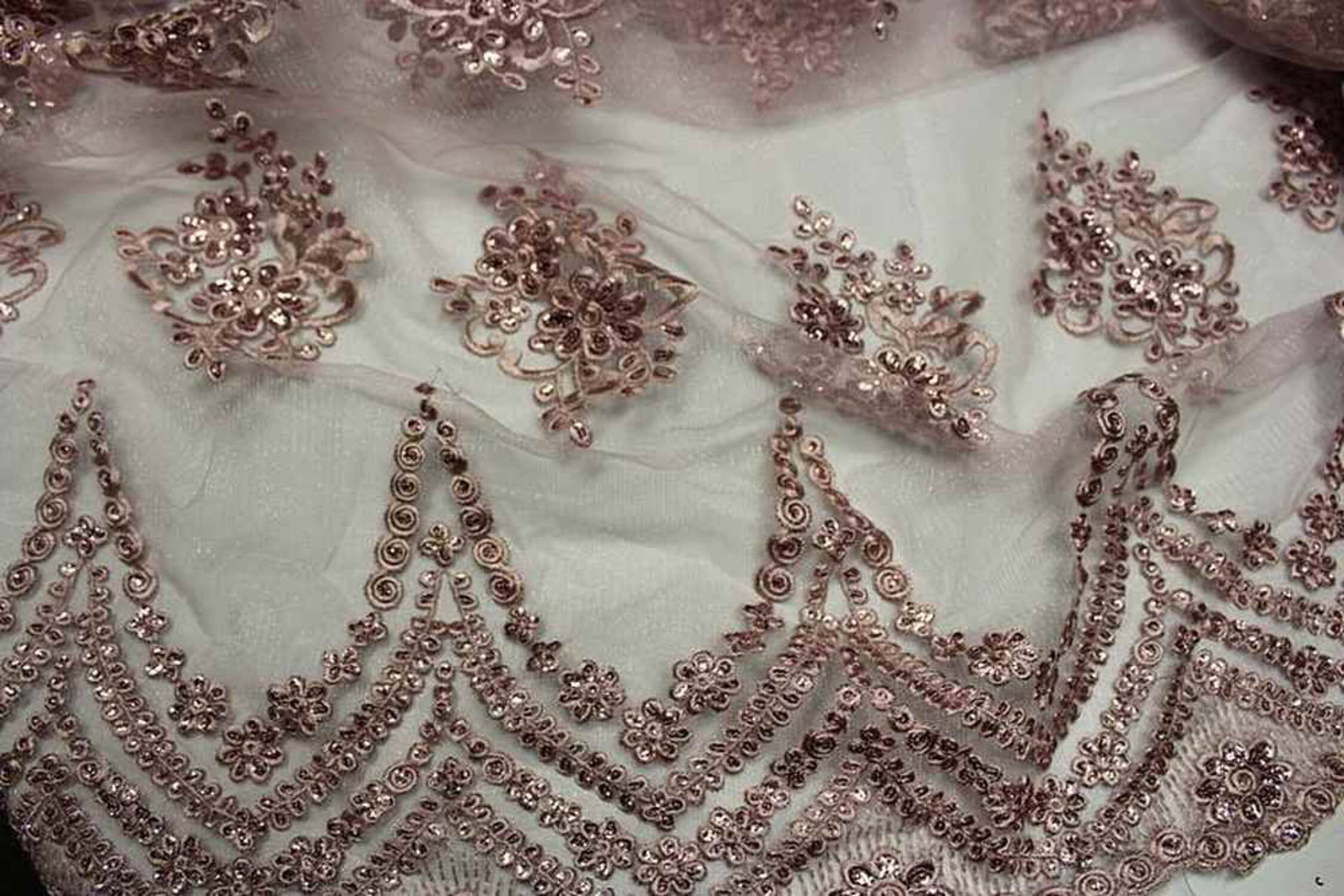 BEVERLY Embroidered Sheer With Sequins Fabric, 54 Inch. in Width ...