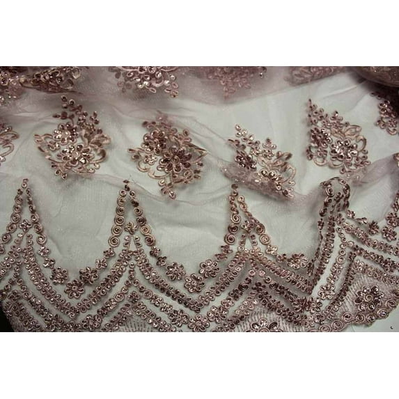 BEVERLY Embroidered Sheer With Sequins Fabric, 54 Inch. in Width ...