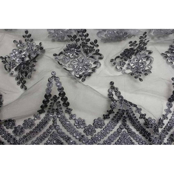 BEVERLY Embroidered Sheer With Sequins Fabric, 54 Inch. in Width ...