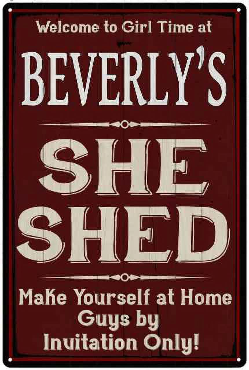 BEVERLY'S She Shed Red Sign Lady Cave 8 x 12 High Gloss Metal ...