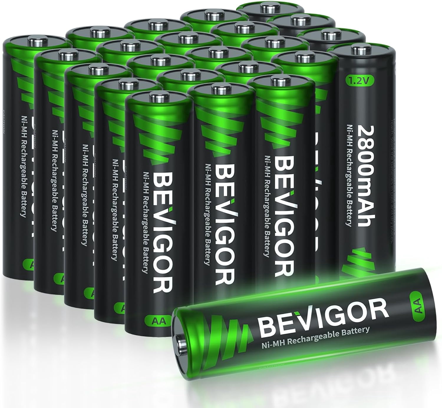 BEVIGOR Rechargeable AA Batteries,2800mAh High Capacity Double A ...