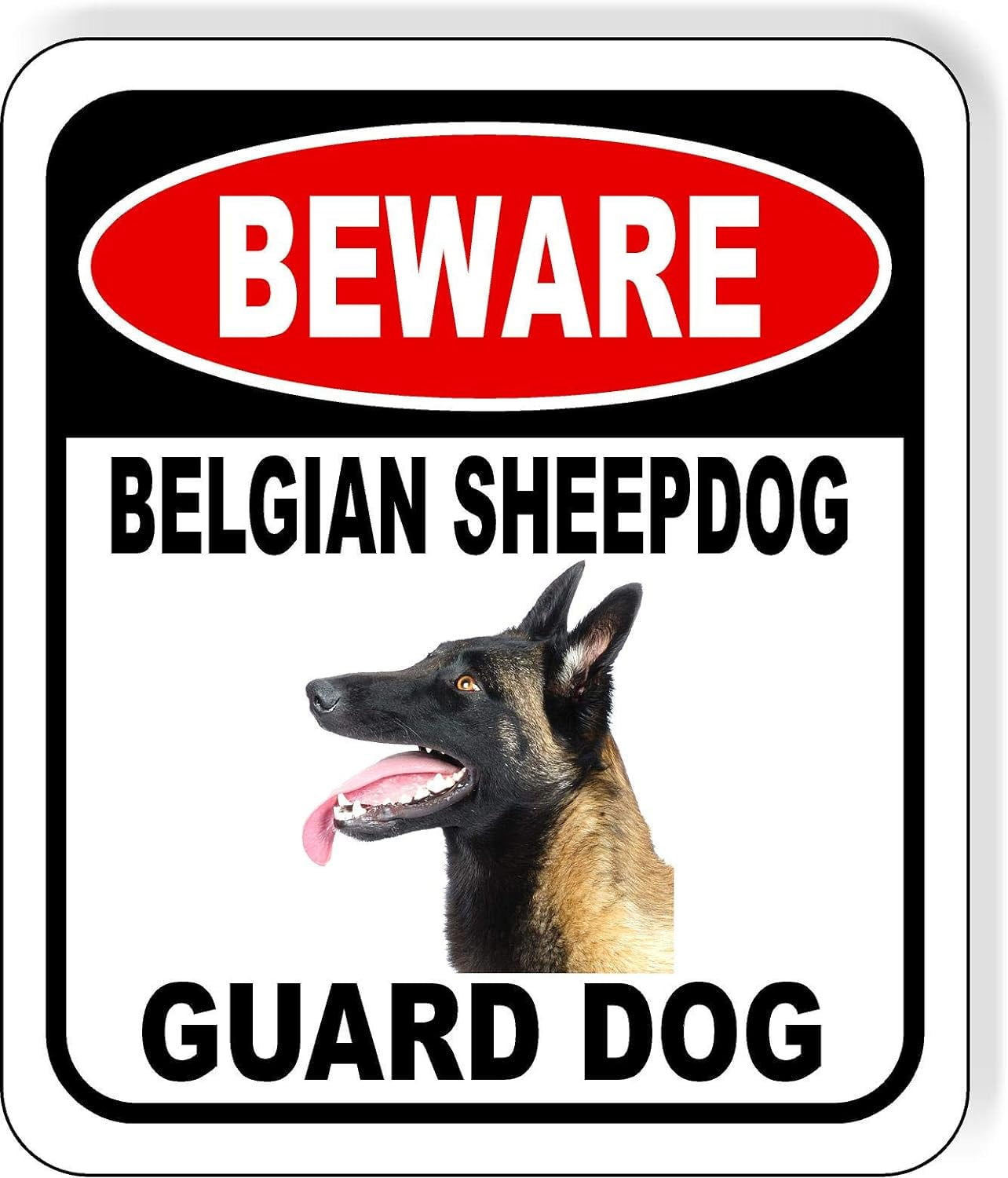 BEWARE BELGIAN SHEEPDOG GUARD DOG Aluminum Composite Outdoor Sign 12" x16" Metal Security Notice ...