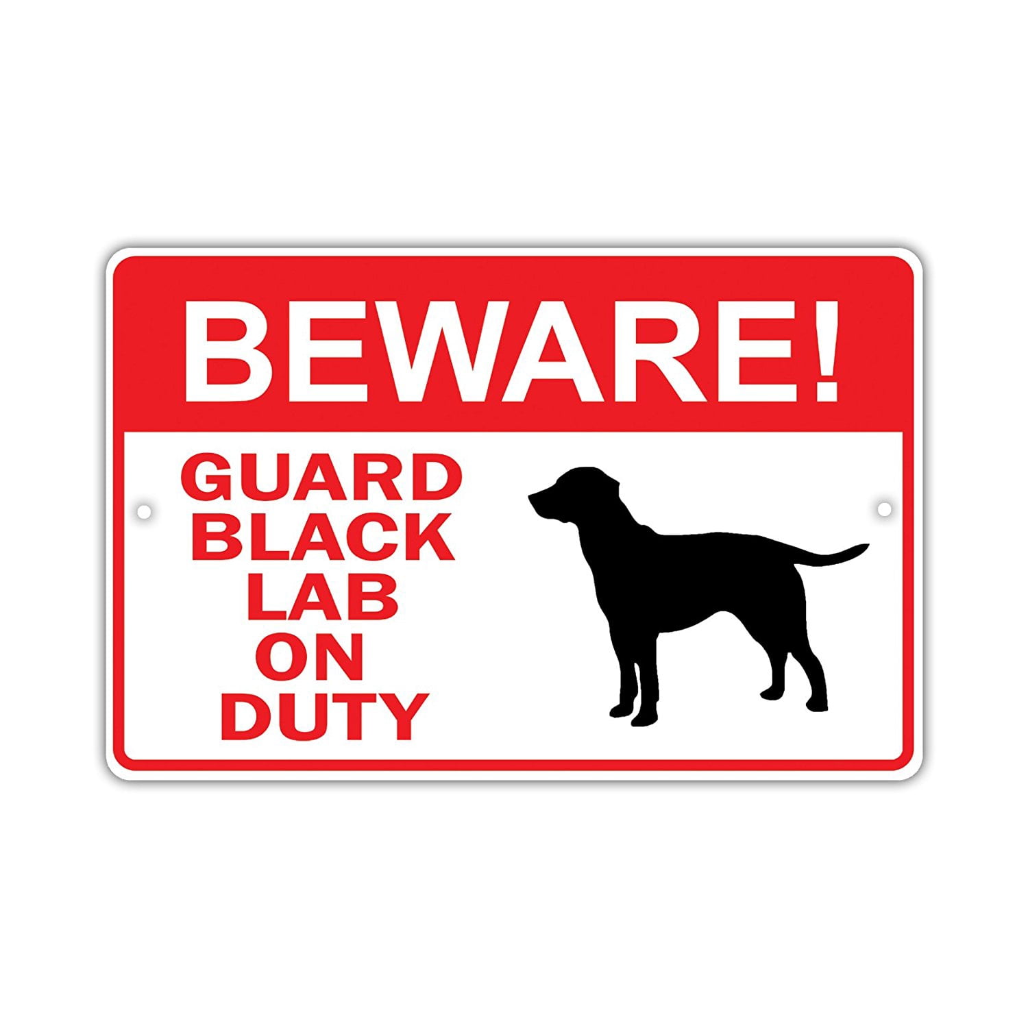 BEWARE Guard Black Lab Dog On Duty Funny Pet Warning Aluminum Note ...