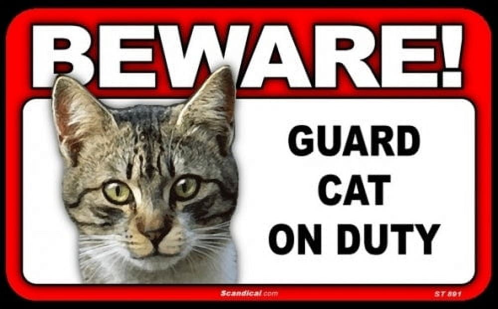 BEWARE Guard Cat pn Duty Sign - Tabby Cat - Walmart.com