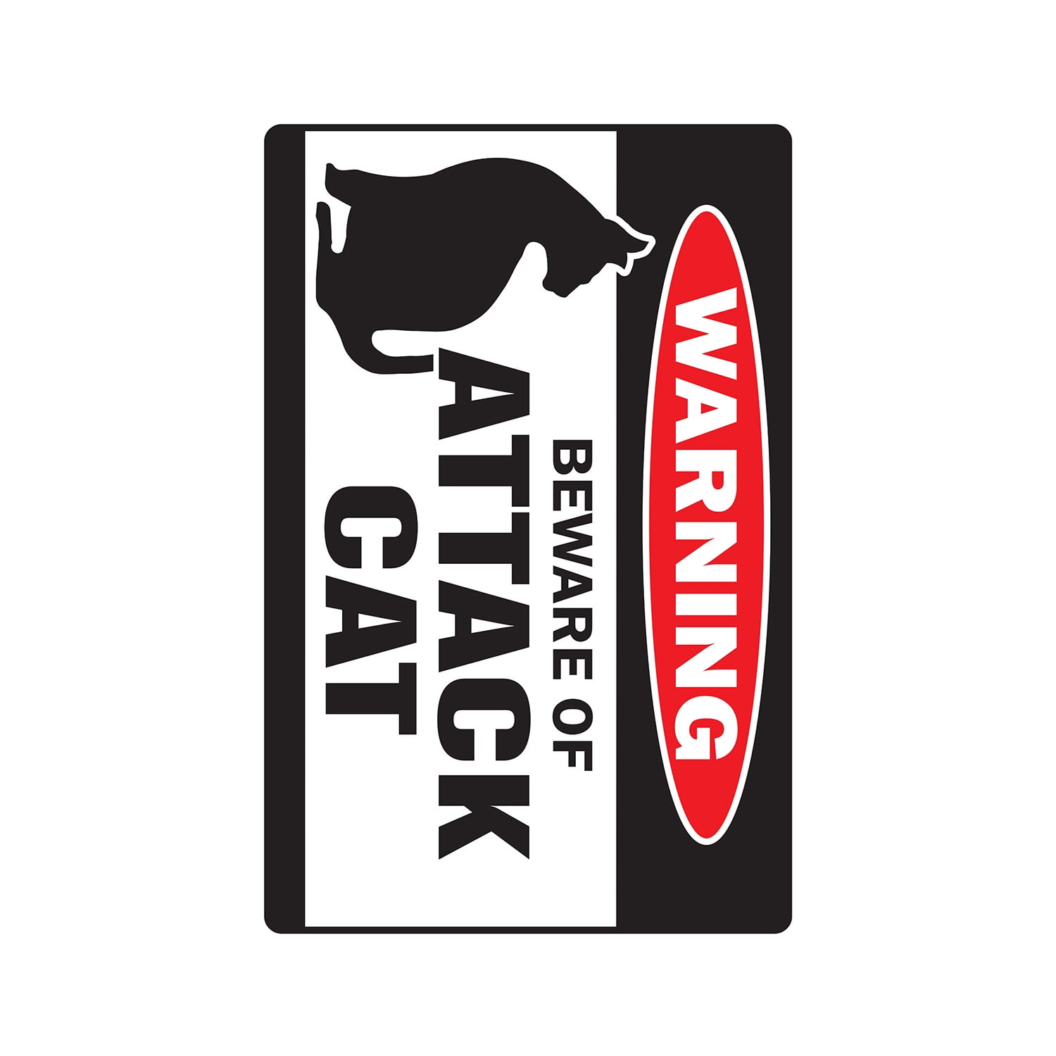 BEWARE OF ATTACK CAT Warning Sign cats signs guard feline security ...
