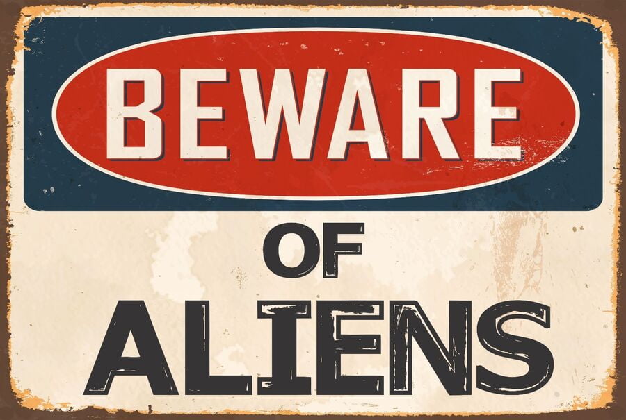 BEWARE of ALIENS Size: 16 x 12 Inch Metal Novelty Vintage Reproduction ...