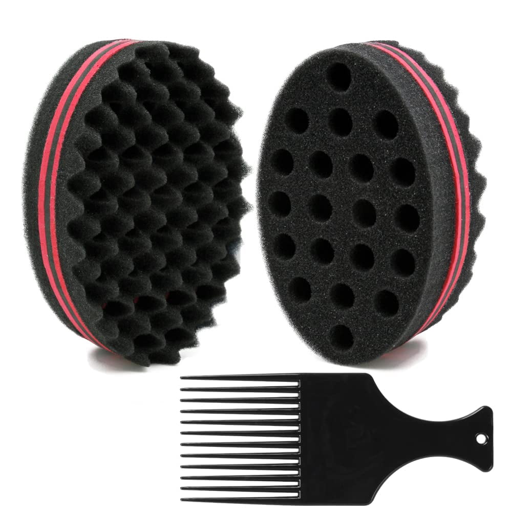 BEWAVE Big Holes Barber Hair Brush Sponge Dreads Locking Twist Afro ...