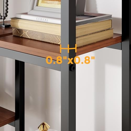 BEWISHOME 6 Tier Tall Brown Bookshelf 2 Sets, Modern Large Open Display ...