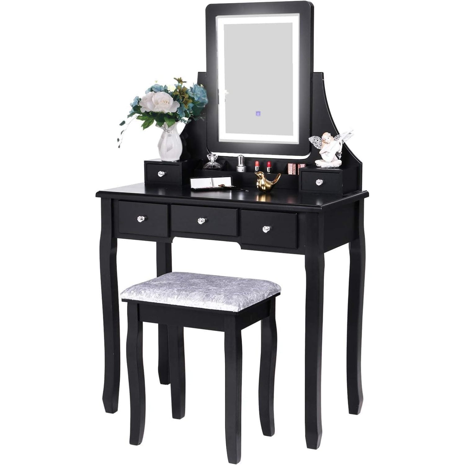 BEWISHOME Vanity Set with Lighted Mirror Dimming, Touch Screen Switch ...