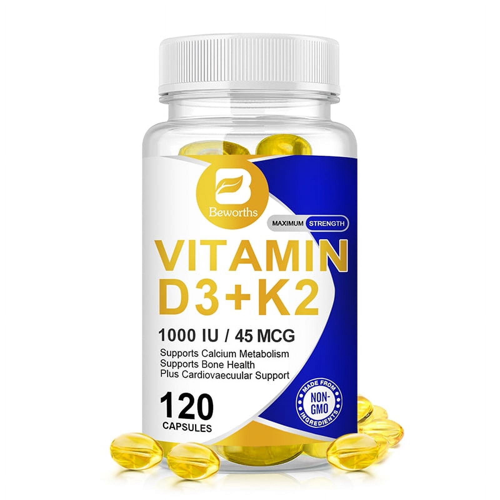 BEWORTHS Organic Vitamin D3K2 Capsules for Boosting Calcium Absorption ...