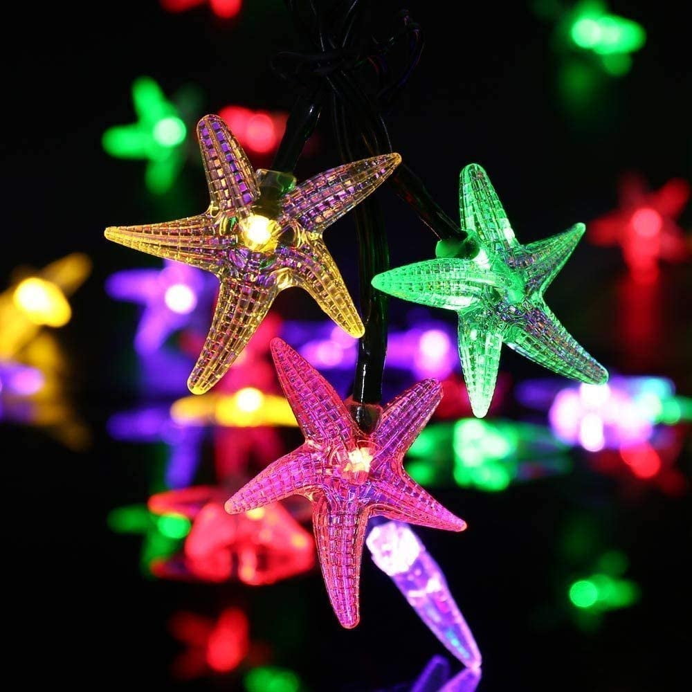 BEYCED Solar Starfish String Lights,Waterproof 20.8ft 30 LED Starfish ...