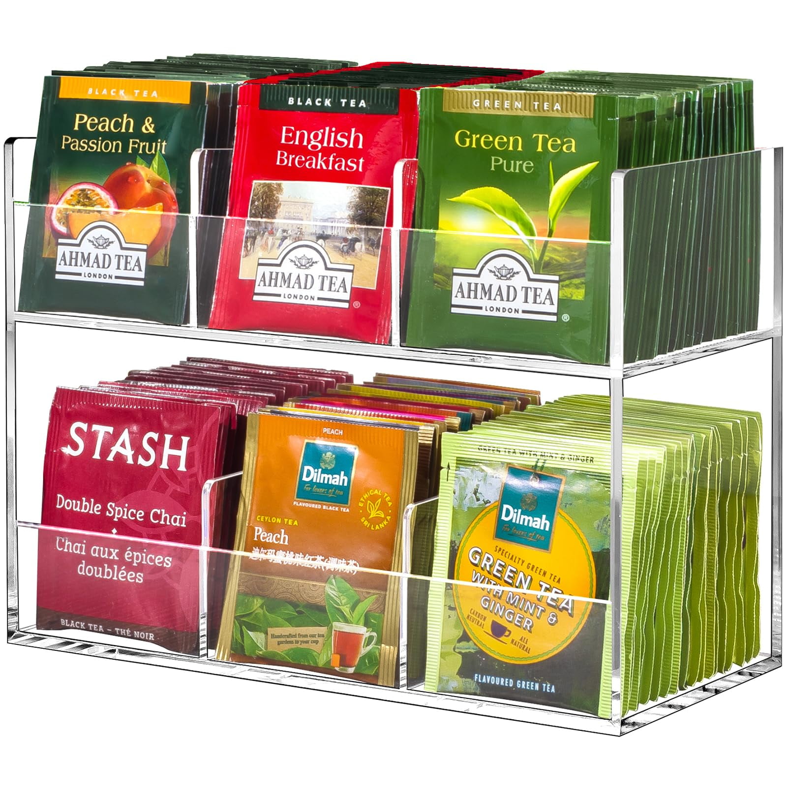 BEYGORM Acrylic Tea Bag Organizer for Tea Packets, No Assembly Required ...