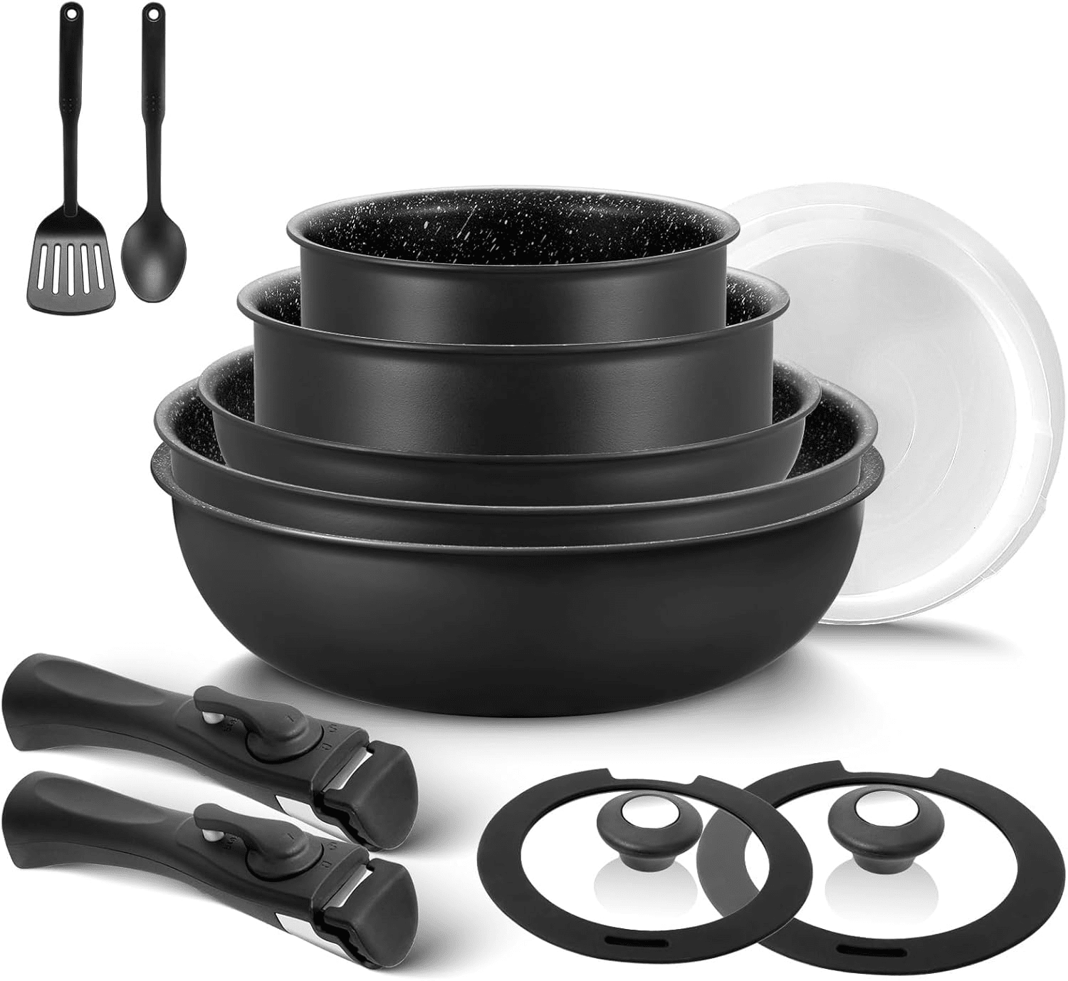 BEZIA Induction Cookware Set 13 Pieces, Nonstick Pots and Pans Set with ...