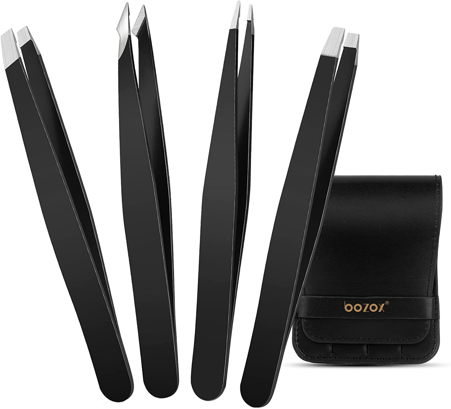 BEZOX 4 PCS Eyebrow and Facial Tweezers Set for Men and Women - Pointed ...