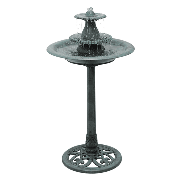 BEZT 35'' 3-Tiered Pedestal Water Fountain Bird bath With Recirculating ...