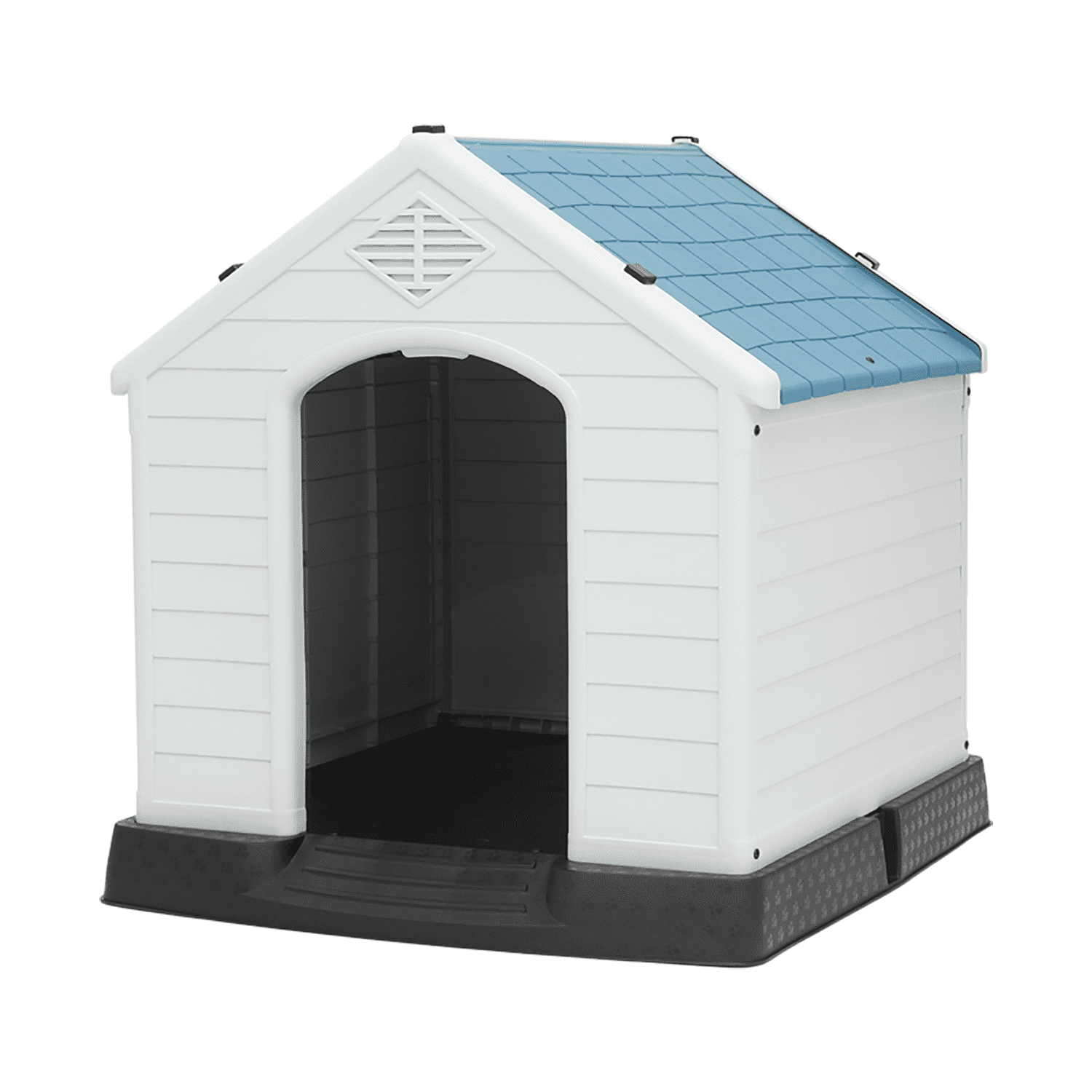 BEZT 39" Plastic Dog House Pet Kennel Elevated Base Indoor Puppy ...