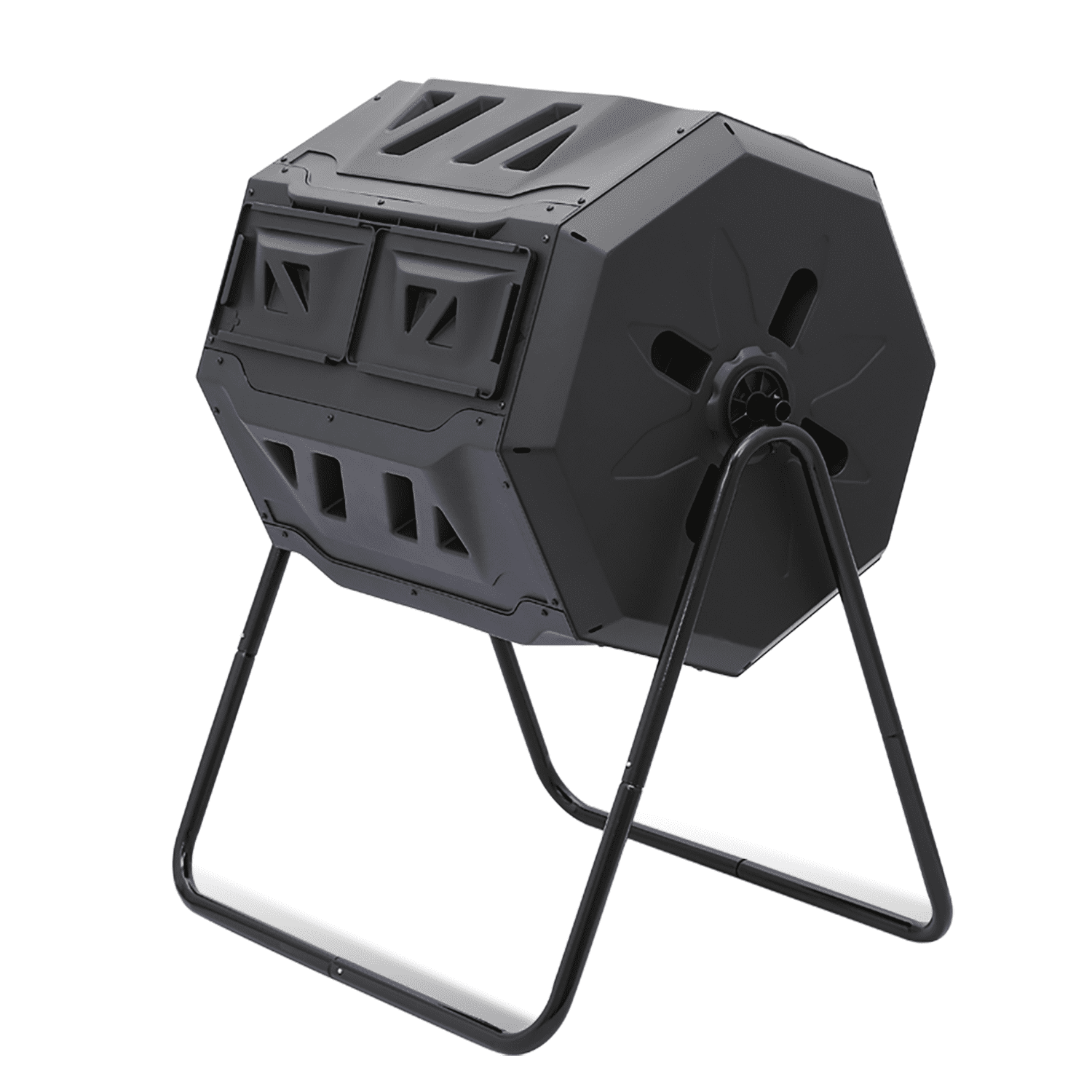 BEZT 43 Gallon Dual Chamber Compost Tumbler High Volume Composter w/ 2 ...