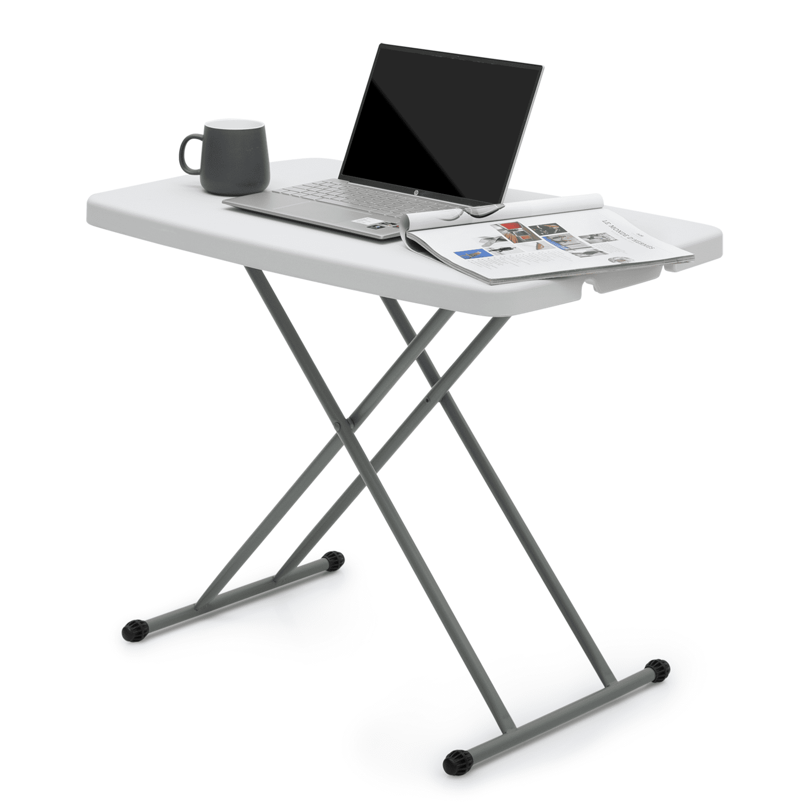 BEZT Foldable TV Tray Table, 30" Height Adjustable Metal Frame Desk for ...