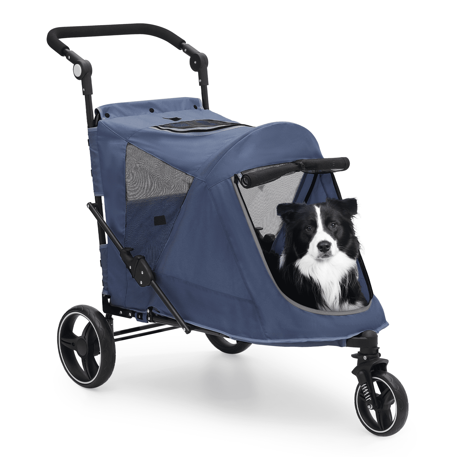 Bezt Foldable Doggie Carriage with 3 Wheels, Dual Entry, Adjustable ...