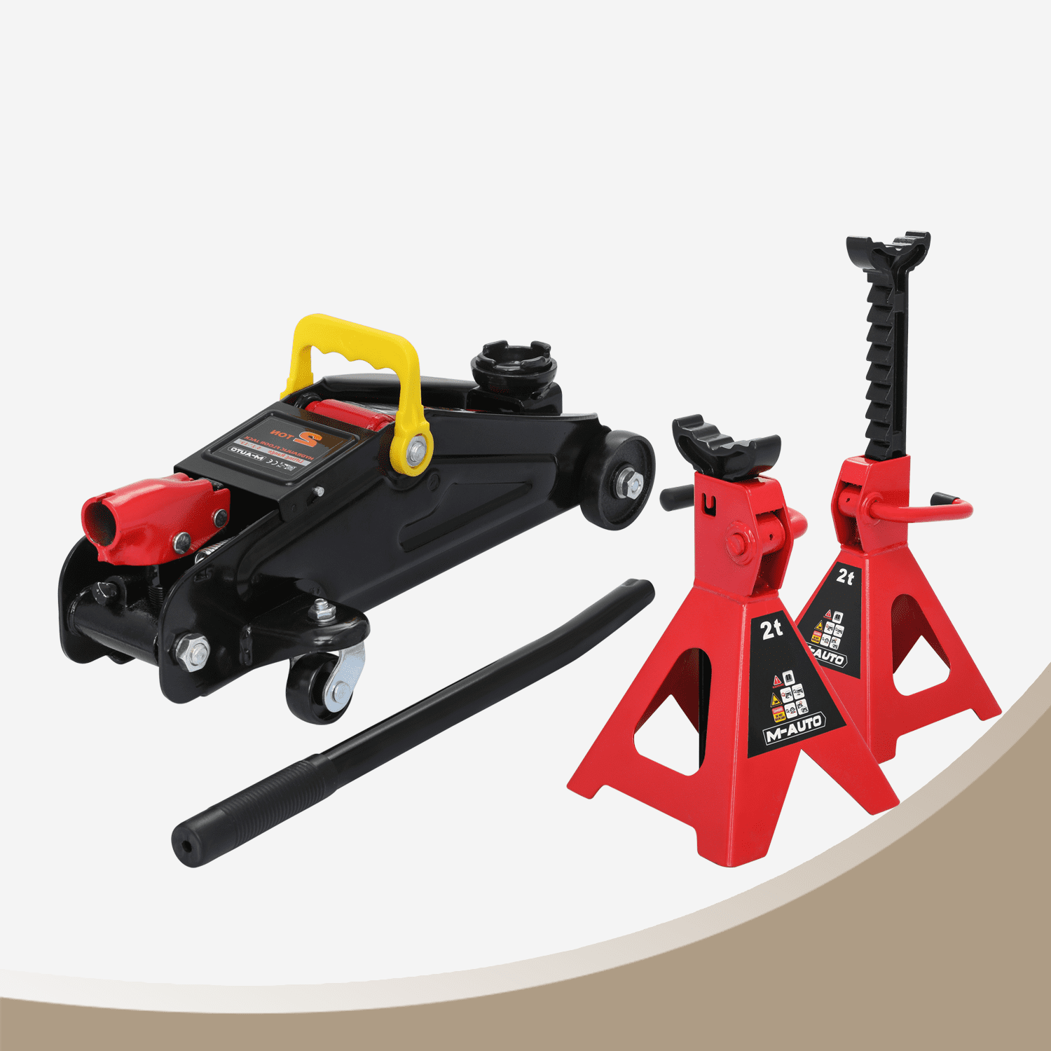 BEZT Set of 3 Hydraulic Trolley Floor Jack Combo Adjustable Height ...