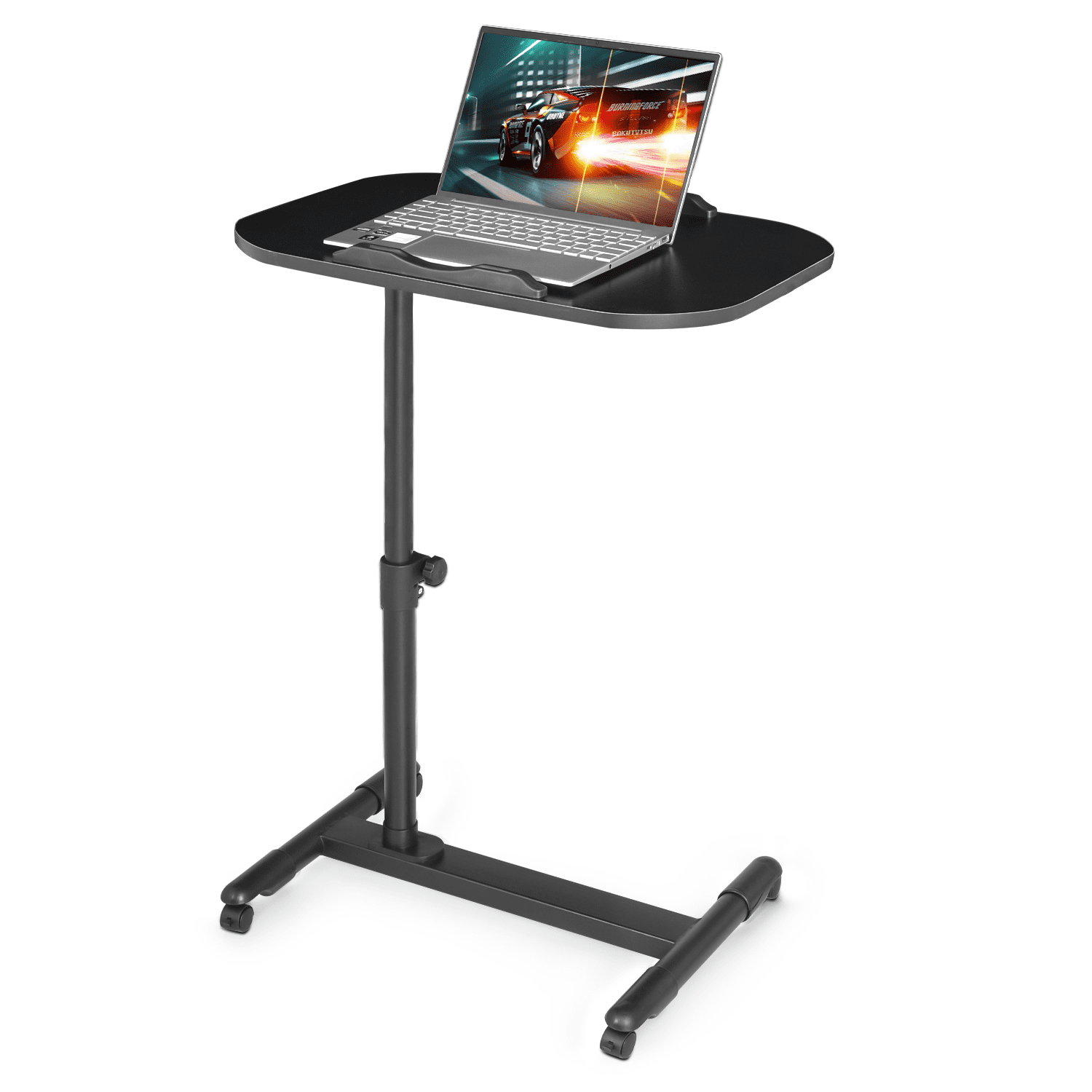 Bezt Portable Adjustable Height Rolling Laptop Desk with Wheels, Black ...