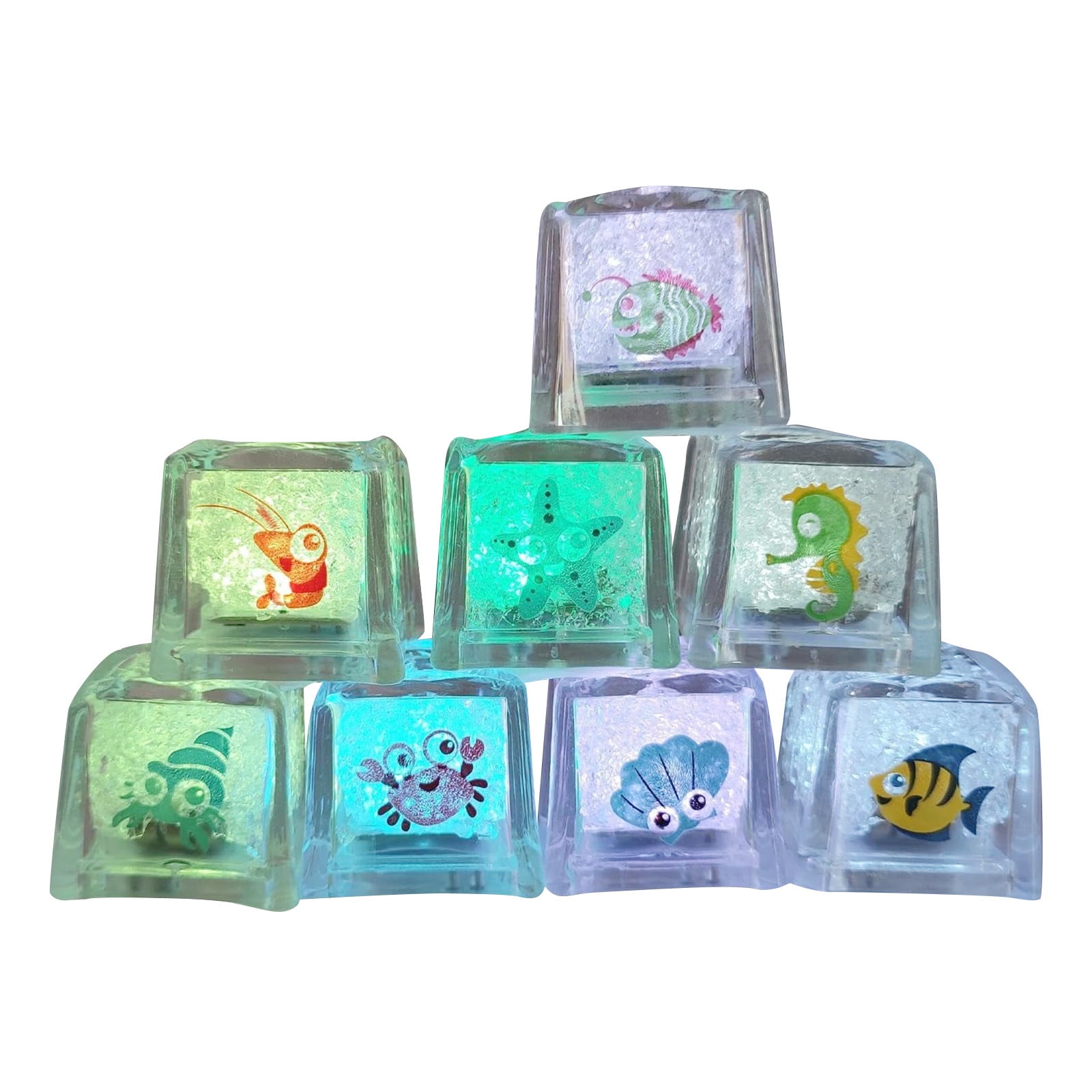BEbaop Luminous Cube Bathtub Luminous Ice Cubes LED Ice Cubes Luminous Bath Toy Sensory Bath Toy ...