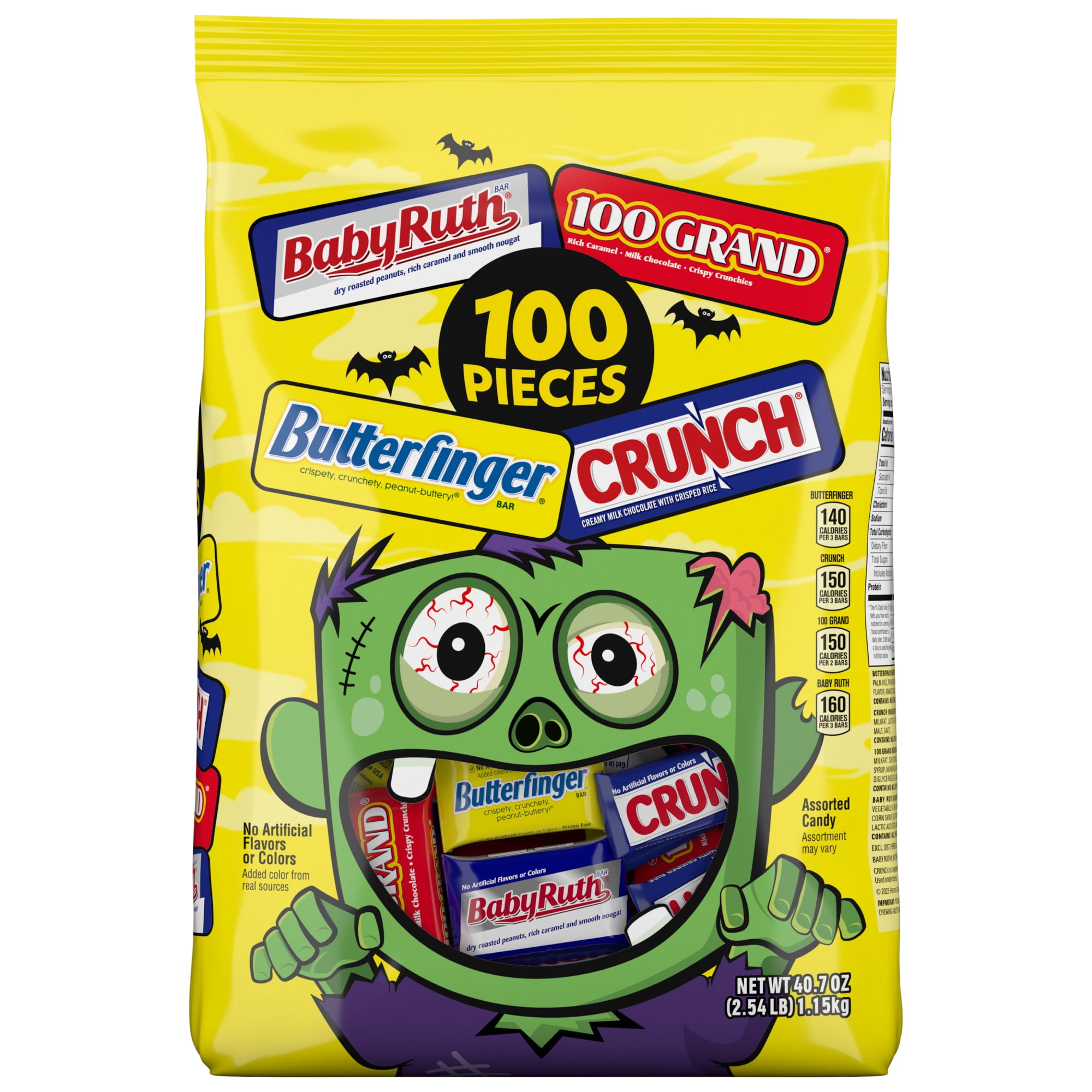 Assorted Chocolate (Butterfinger, Crunch, 100 Grand, Baby Ruth), 100ct ...