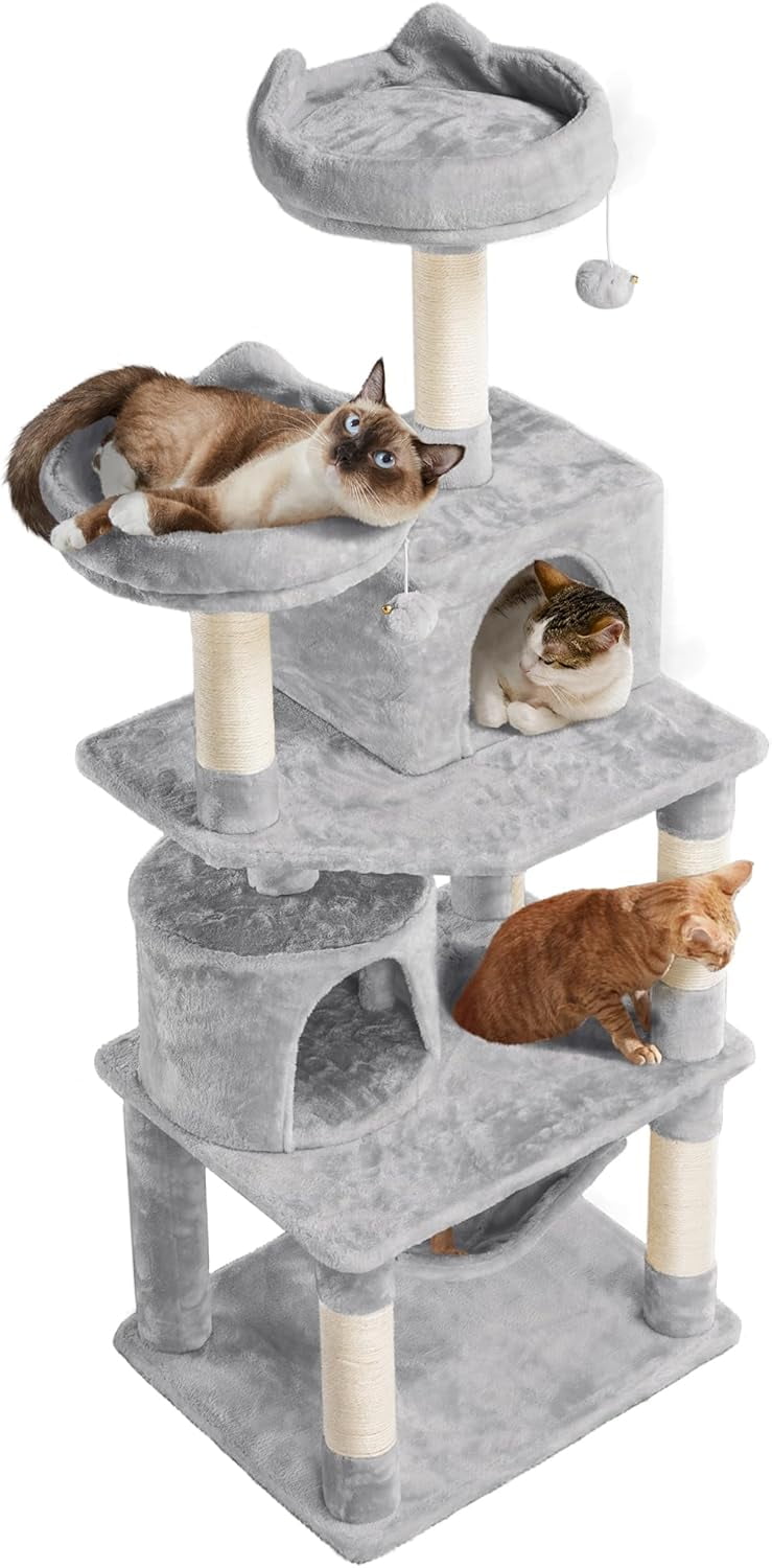 BFANGB 62.2 inches Cat Tree with Double Condos, Scratching Posts ...