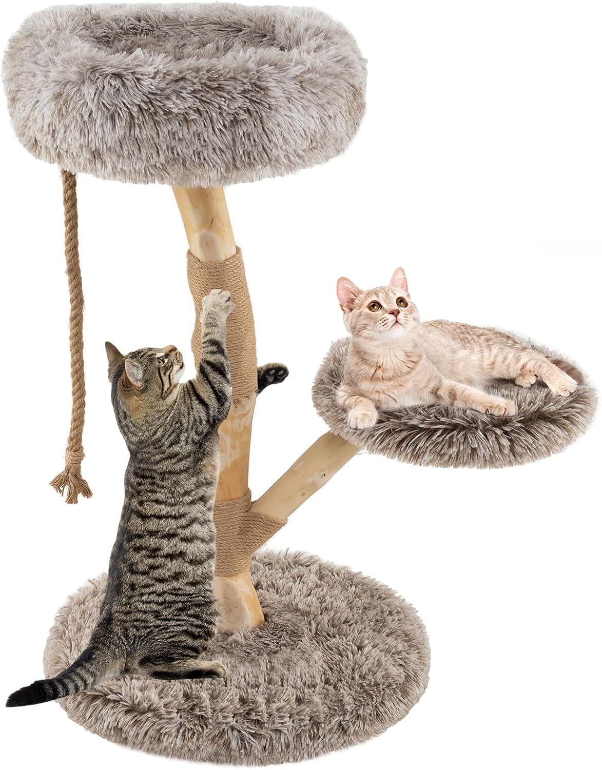 BFANGB Solid Wood Cat Tree, Modern Cat Tower with Scratching Post ...