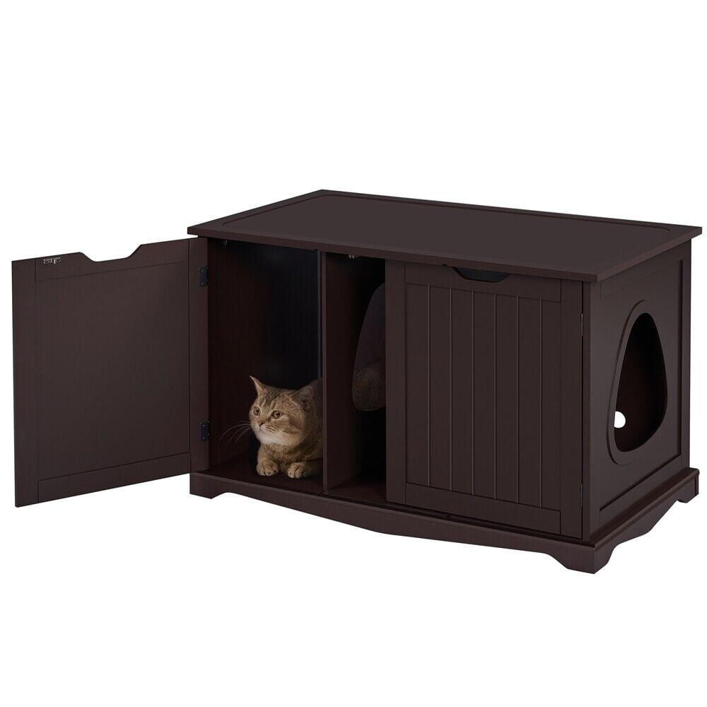 BFANGB Wooden Cat Litter Box Enclosure – Hidden Cat Washroom Pet House ...