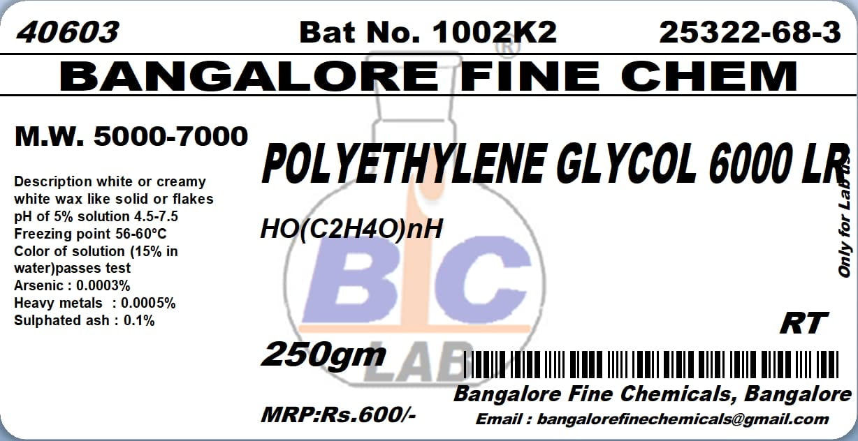 BFCLAB POLYETHYLENE GLYCOL6000250gm PEG 6000 - Walmart.com
