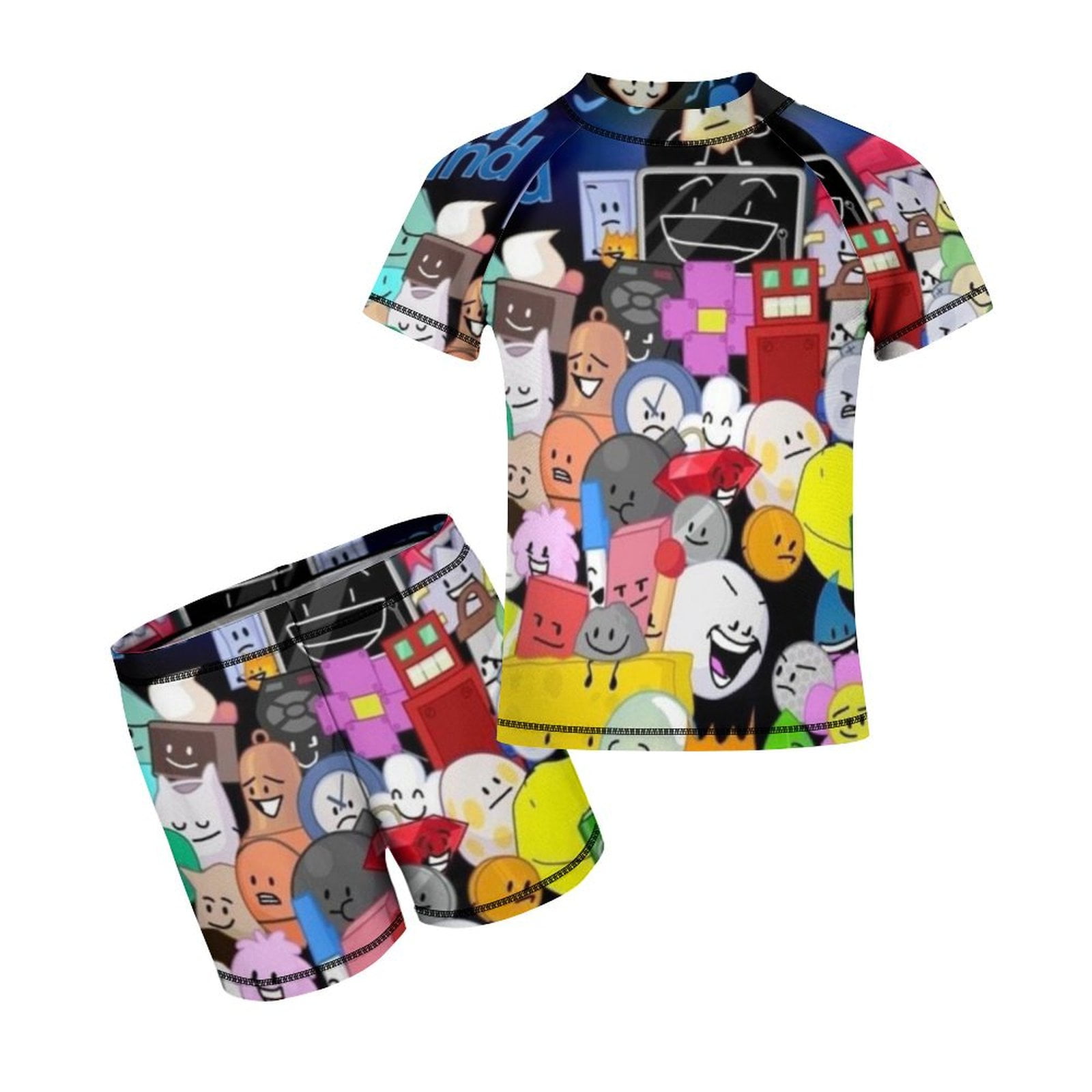 BFDI Battle For Dream Island Cartoon Boy's Swimsuit Short Sleeve T ...