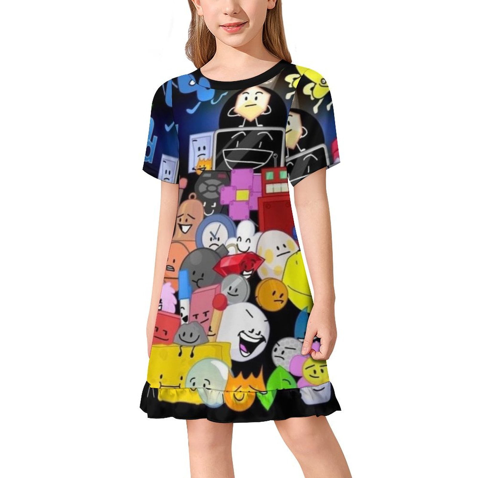 BFDI Battle For Dream Island Cartoon Children's Short Sleeved Dress 3D ...