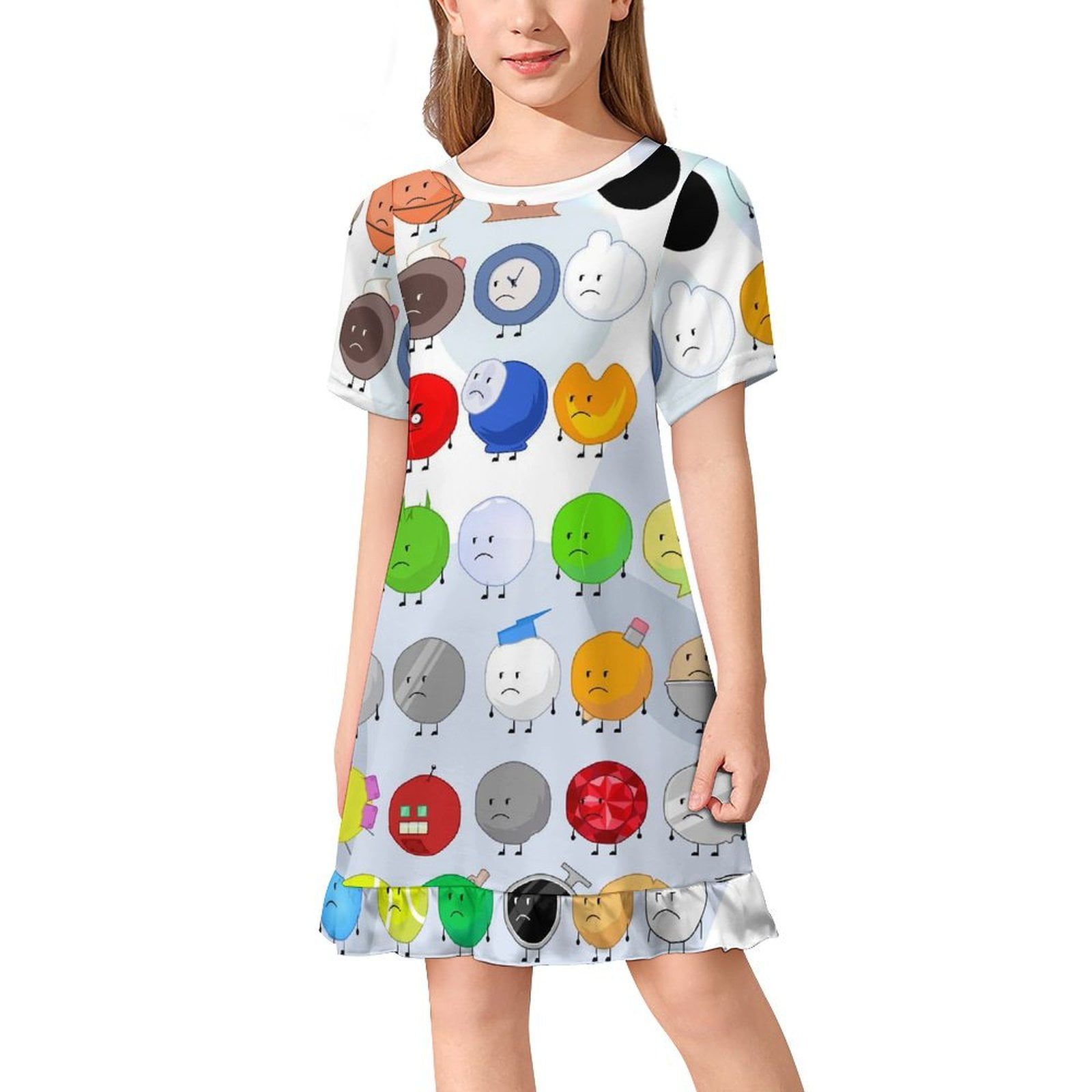BFDI Battle For Dream Island Children's Short Sleeved Dress 3D Printed ...